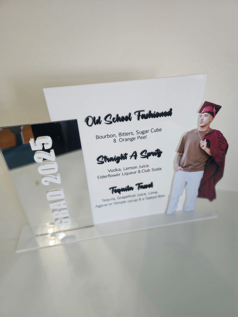 Graduation Acrylic Bar Menu Sign – Funfetti Events & Designs